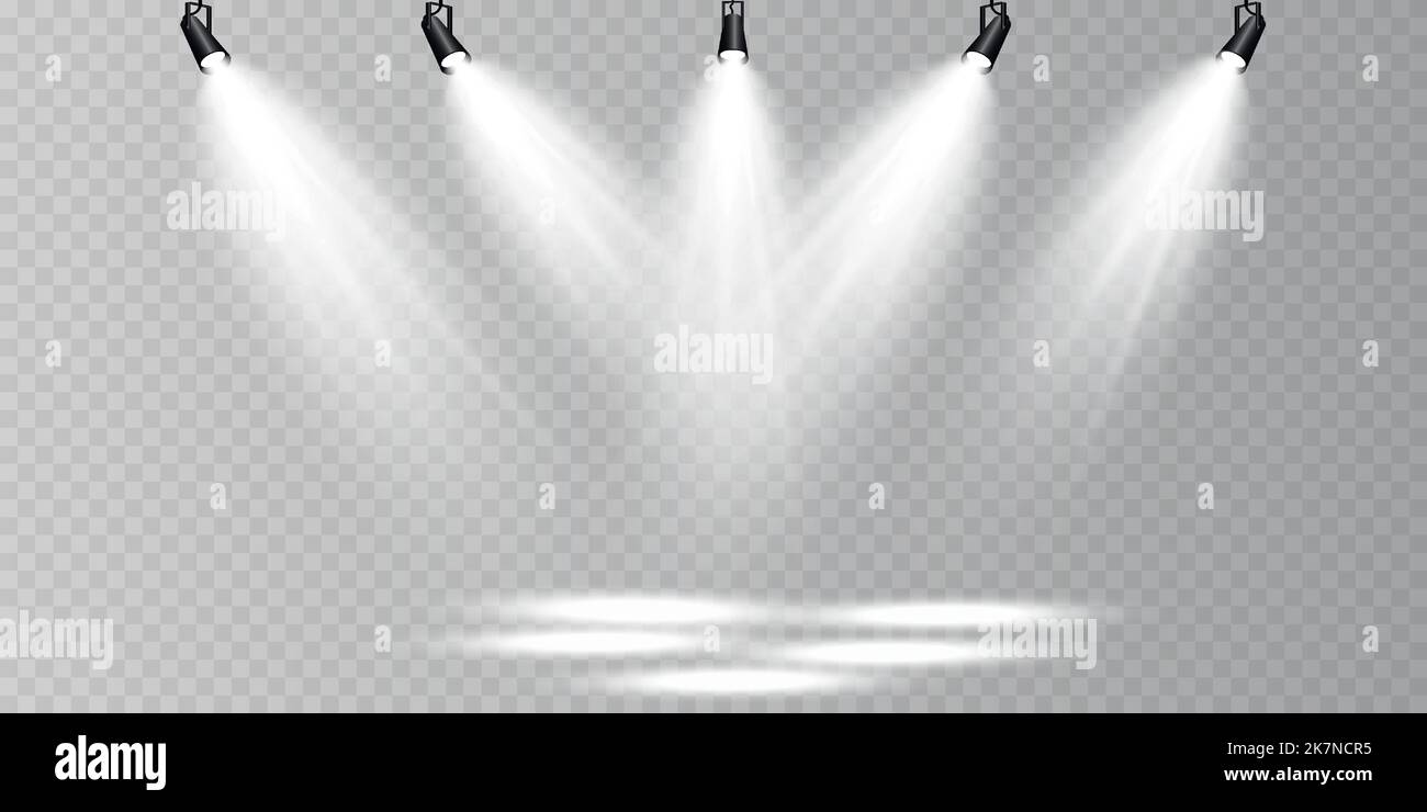 Stage lighting, on a transparent background. Bright lighting with ...