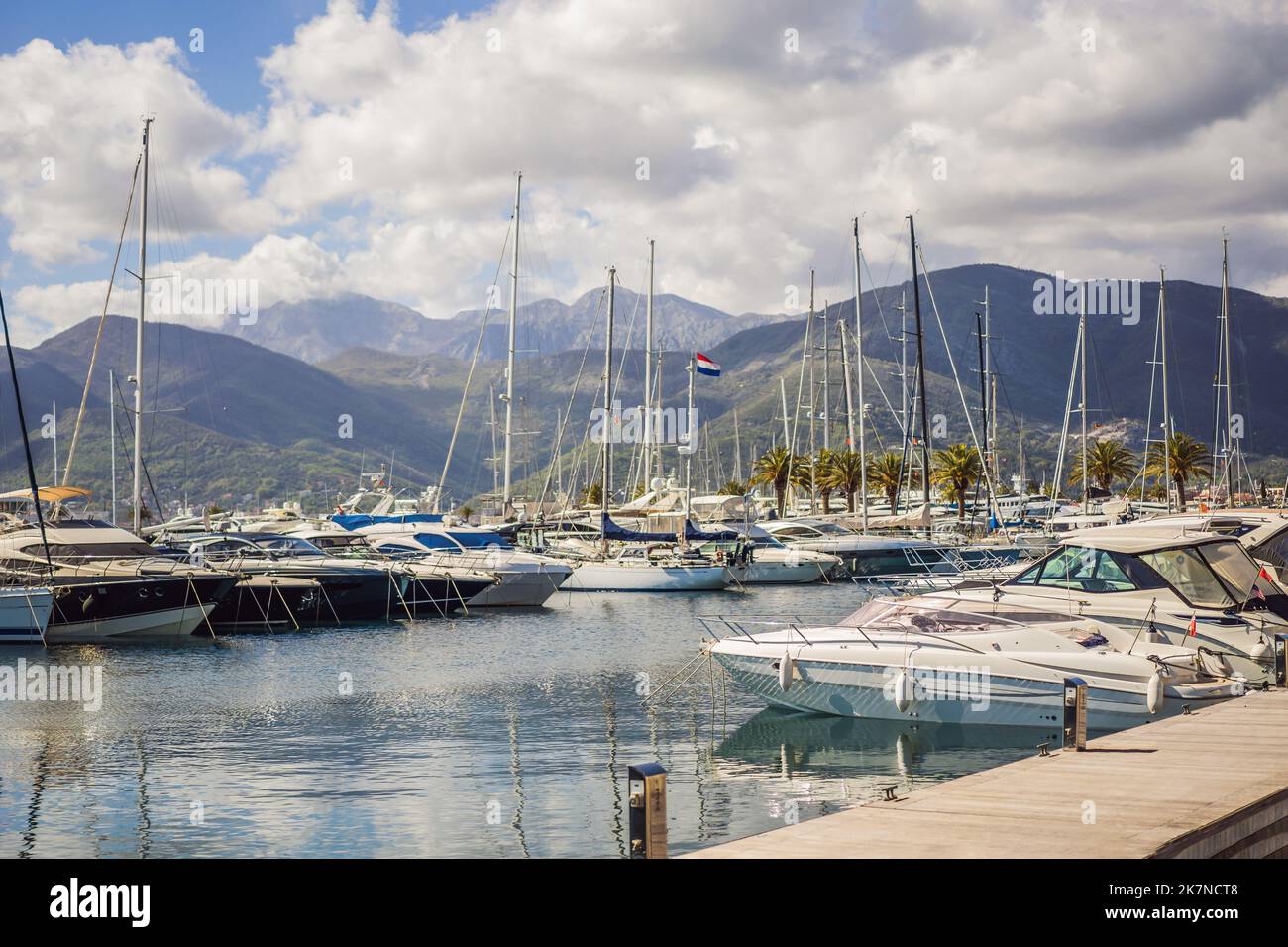 Yacht marina, beautiful Mediterranean landscape in warm colors ...