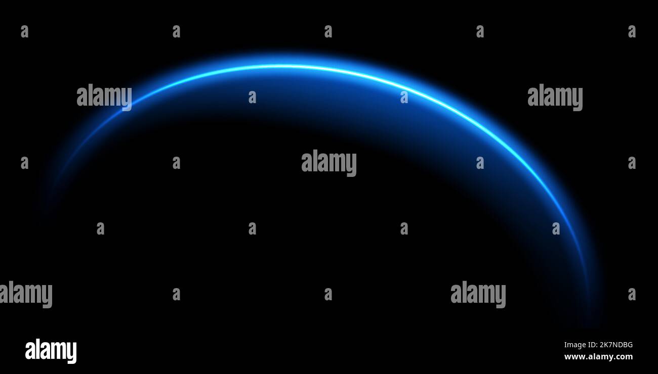 The edge of a solar eclipse on a black background, blue. Blue eclipse ...