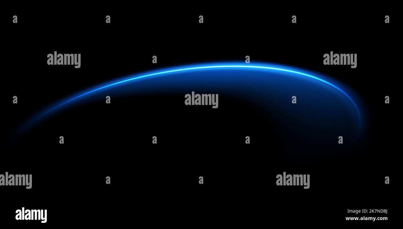 The edge of a solar eclipse on a black background, blue. Blue eclipse ...