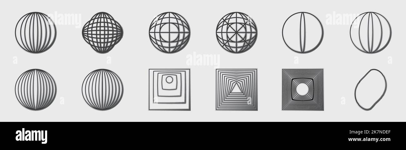 Retro futuristic elements for design. Collection of abstract graphic ...