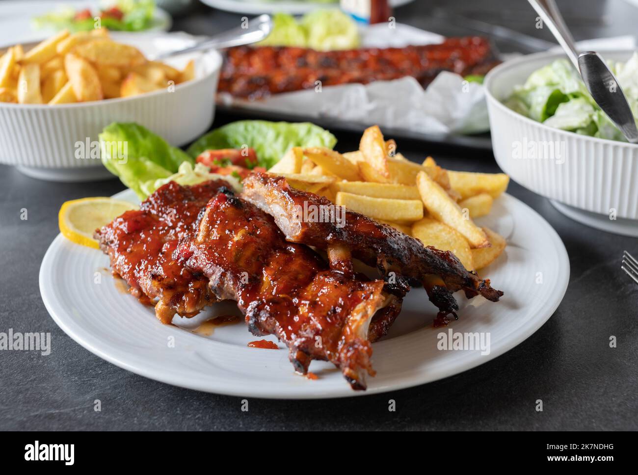 Pork ribs plate hi-res stock photography and images - Alamy