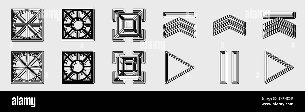 Retrofuturistic y2k geometry design elements collection. Collection of ...