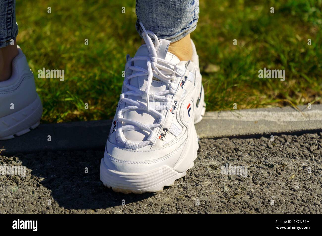 Tyumen, Russia-September 13, 2022: Fila logo model disruptor 2 white ...