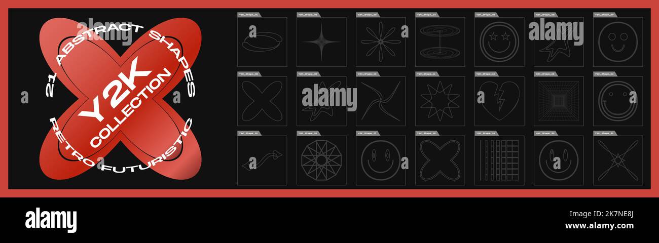 Vector set of Y2K. Minimalist geometric elements. Simple shapes forms Stock Vector Image & Art ...