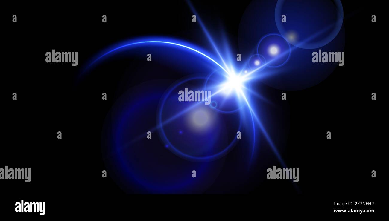 The edge of a solar eclipse on a black background, blue. Blue eclipse ...