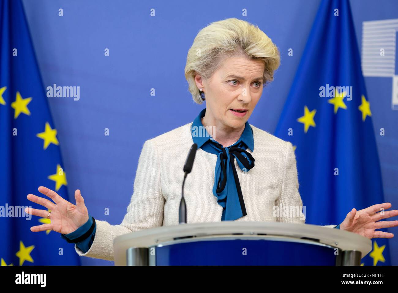 Belgium, Brussels, on May 18, 2022: Ursula von der Leyen, President of ...