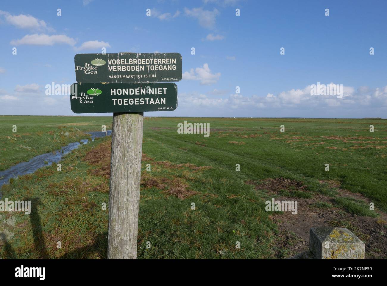 Signs warning of protected area for nesting birds between March and ...