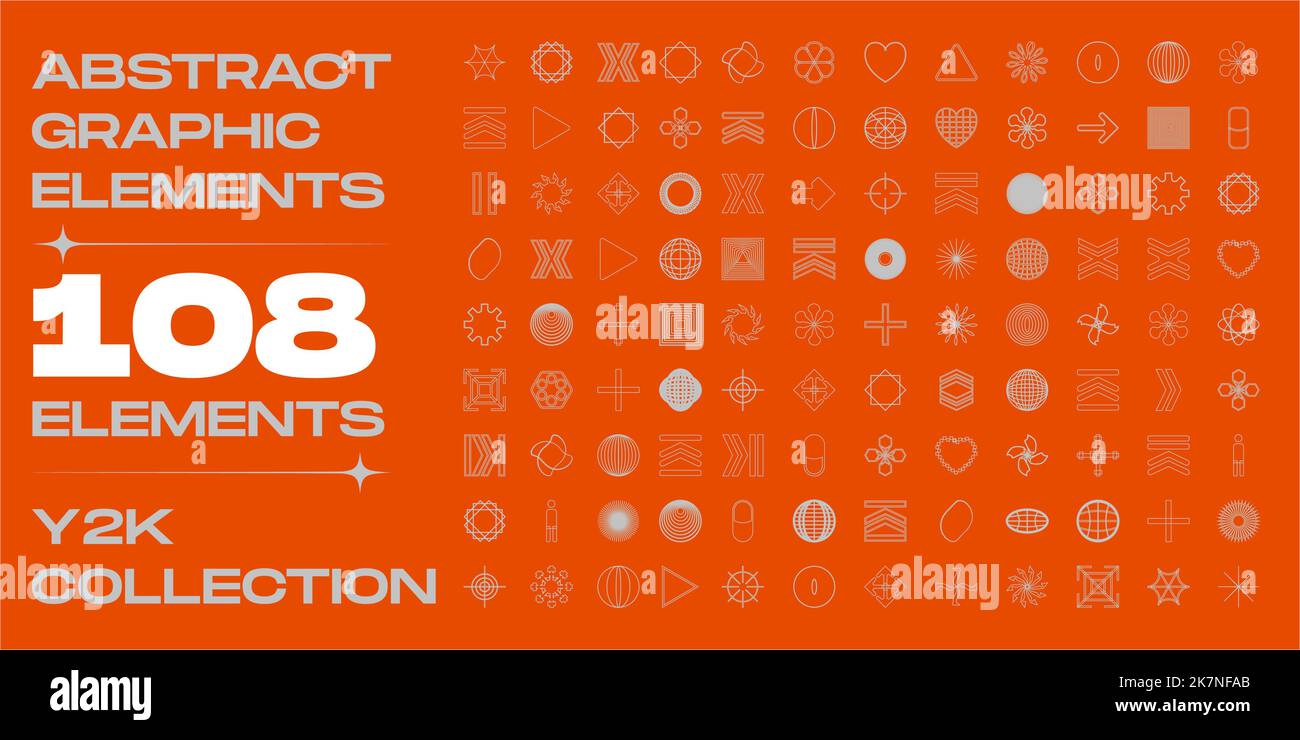 Retro futuristic elements for design. Collection of abstract graphic ...