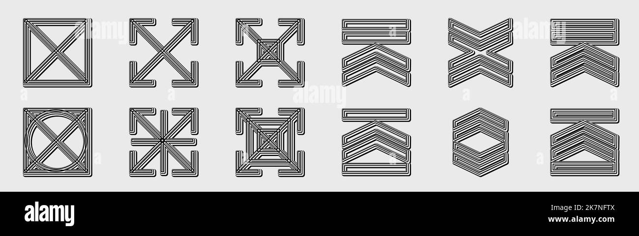 Collection of Y2K elements. Minimalist geometric elements. Objects in ...