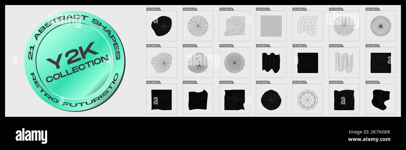 Retrofuturistic y2k geometry design elements collection. Big collection of abstract graphic ...