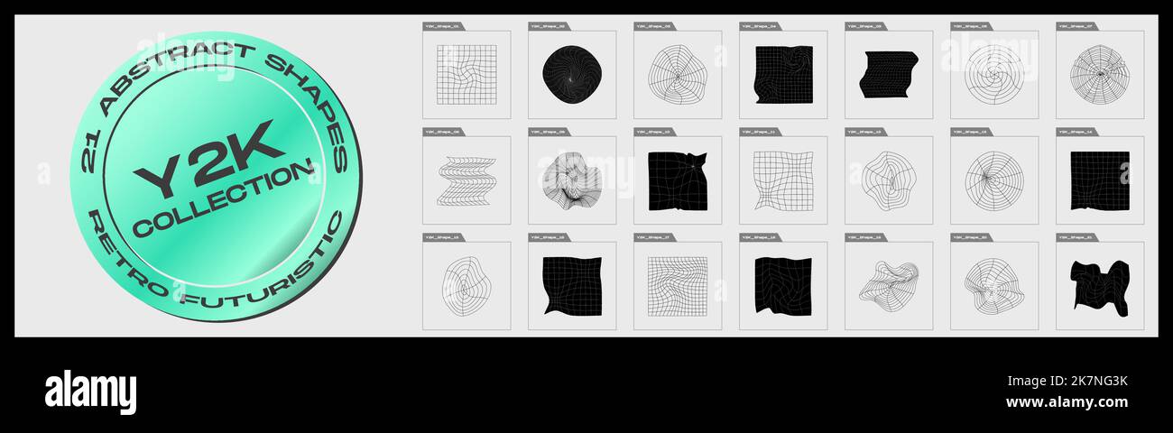 Collection of Y2K elements. Collection of abstract graphic geometric ...