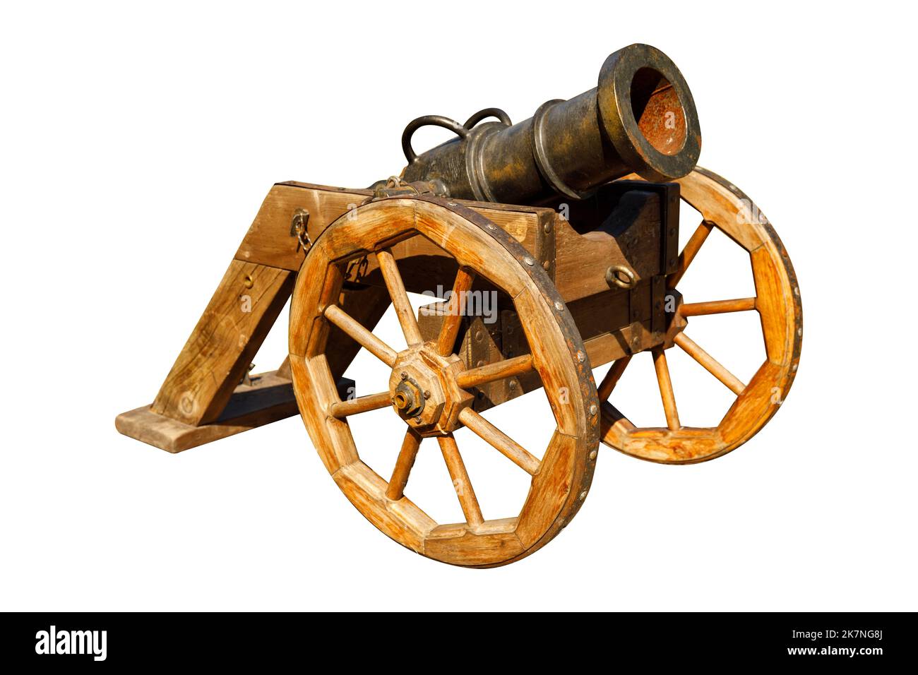 old gun on wooden wheels isolated on a white background Stock Photo - Alamy