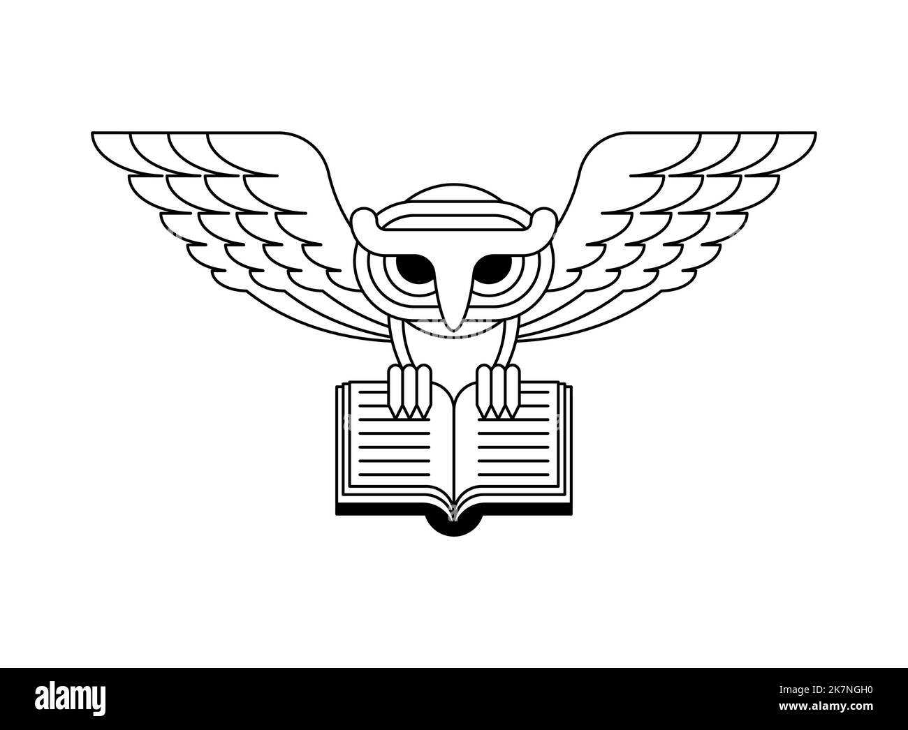 Owl and book. eagle-owl with open book. Vector illustration Stock ...