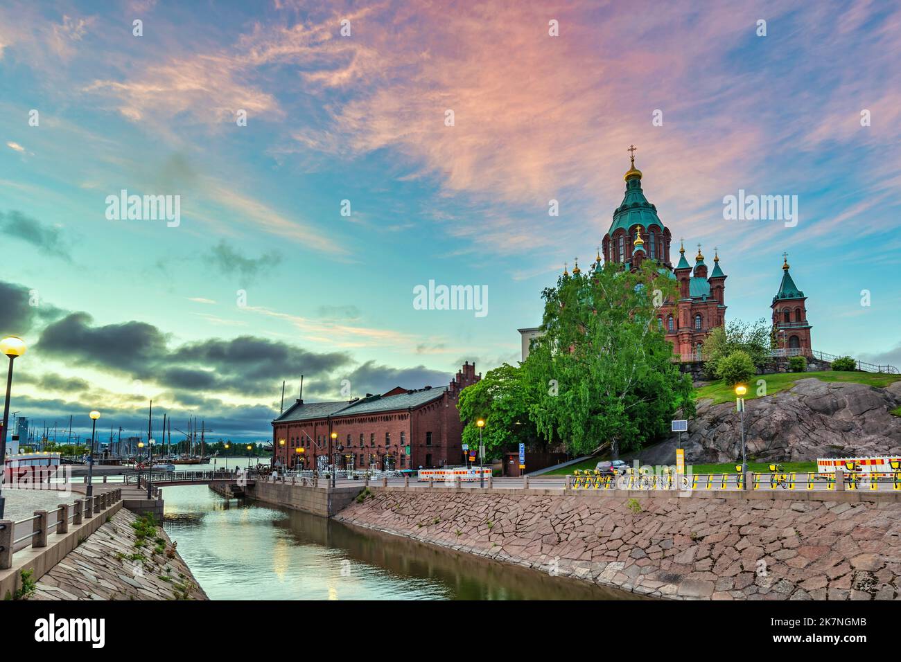 Helsinki Finland, sunrise city skyline at Uspenski Cathedral Stock ...