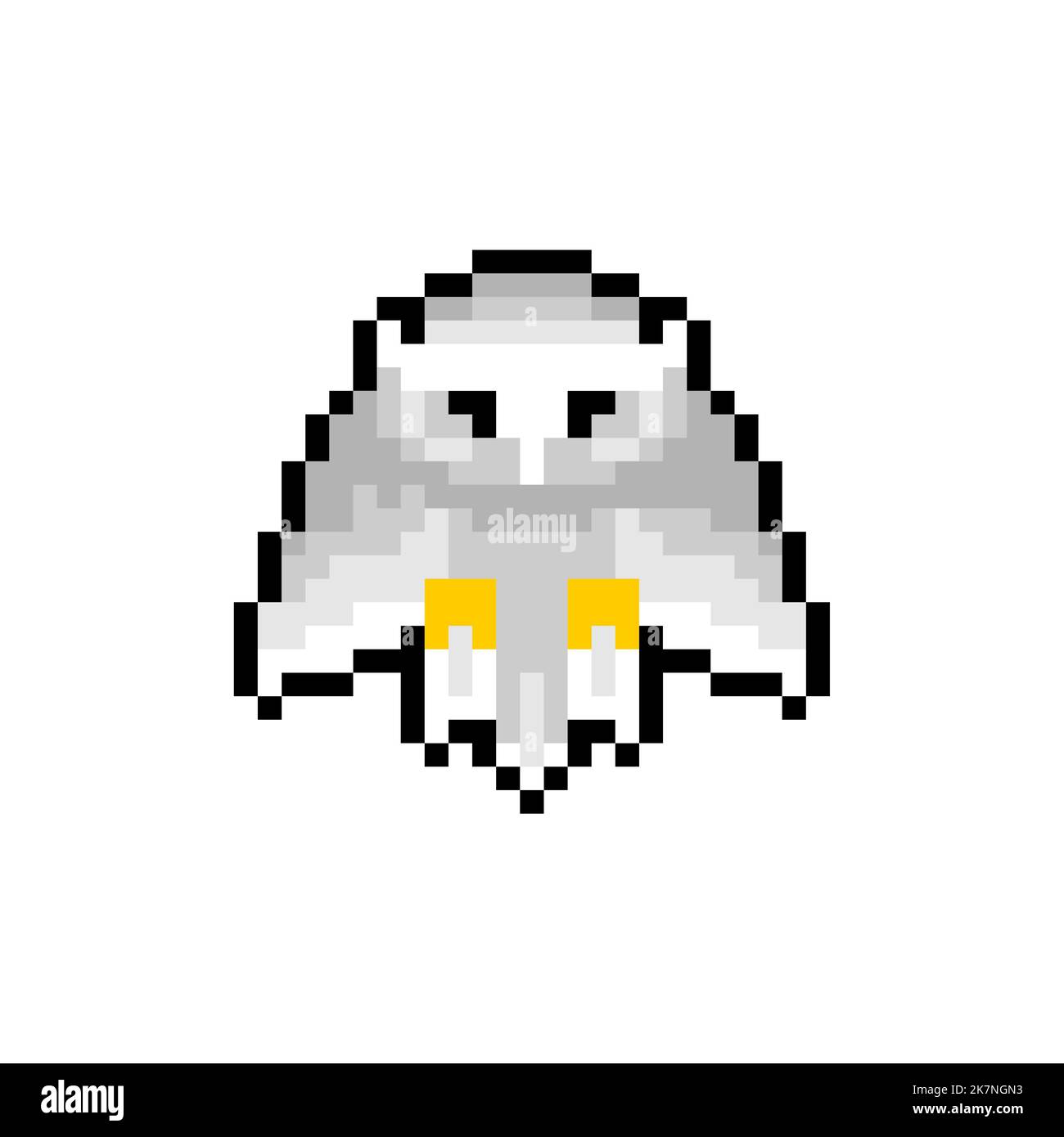 White Owl Pixel art. 8 bit eagle-ow. pixelatedl Vector illustration ...
