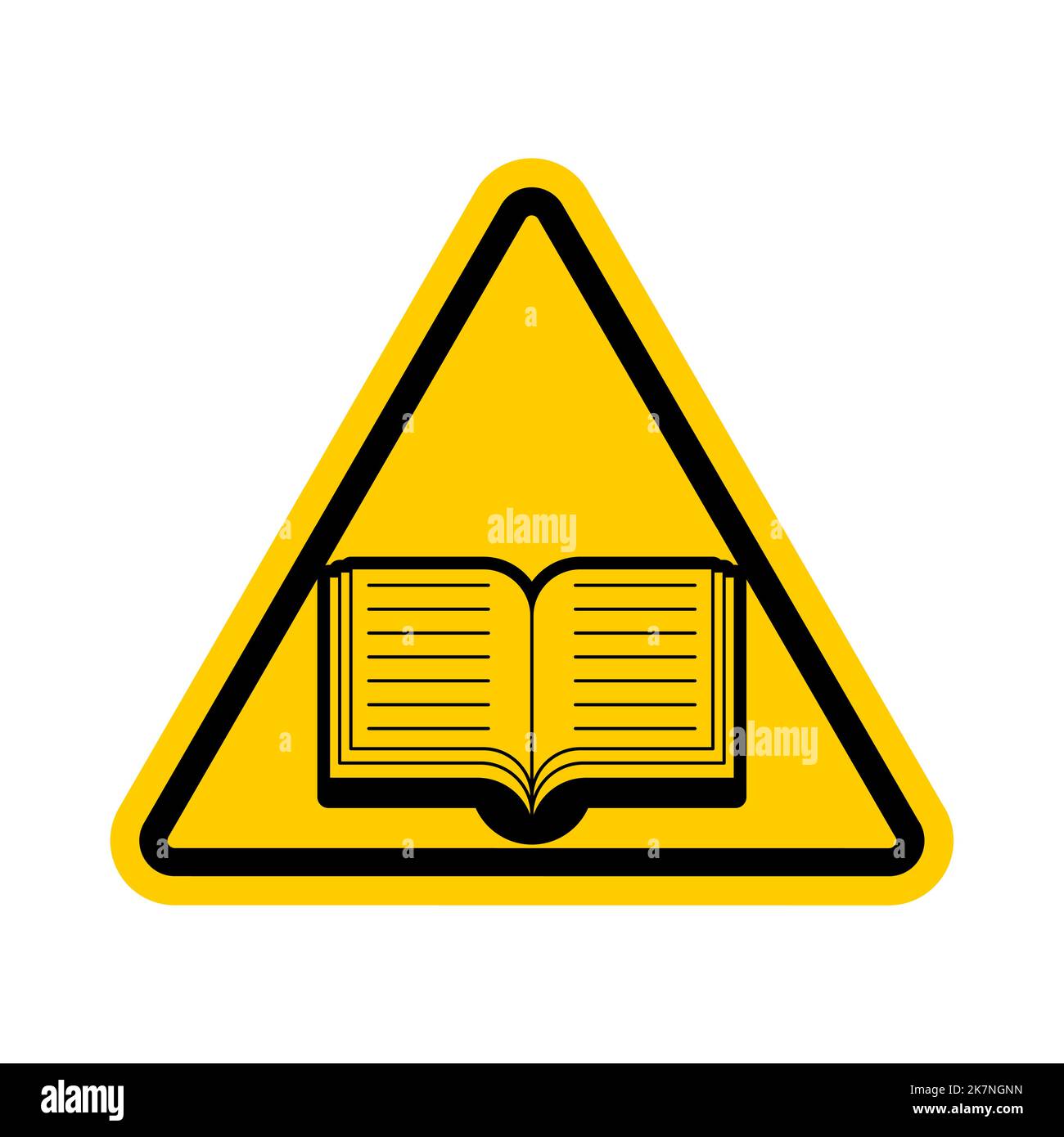 Attention Book reading. Caution books. Warning yellow road sign Stock ...