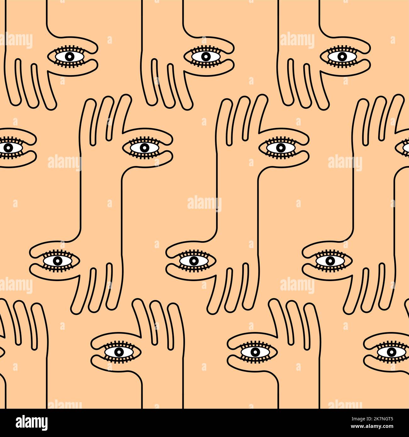Finger eye Pattern seamless. binoculars hand gesture Background. Vector texture Stock Vector ...