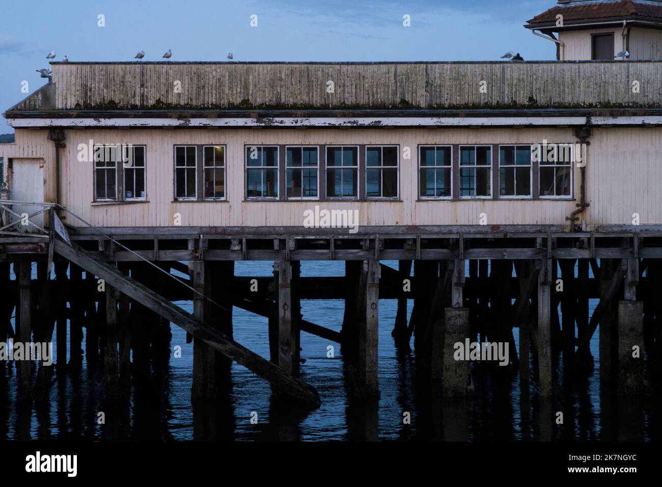 Disused Victorian pierhead buildings on Dunoon Pier, Dunoon, Cowal East ...