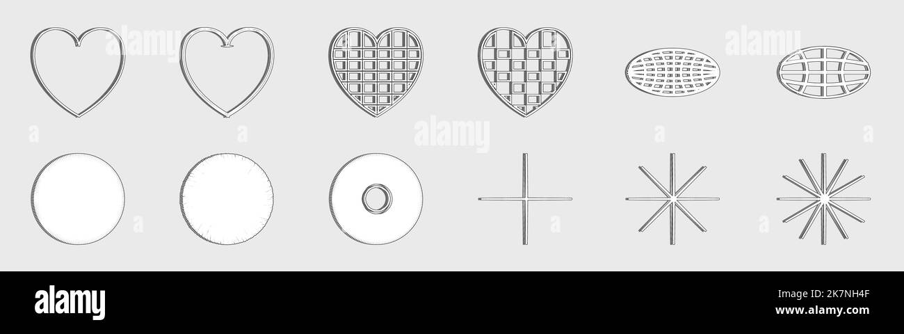 Collection of Y2K elements. Big collection of abstract graphic ...