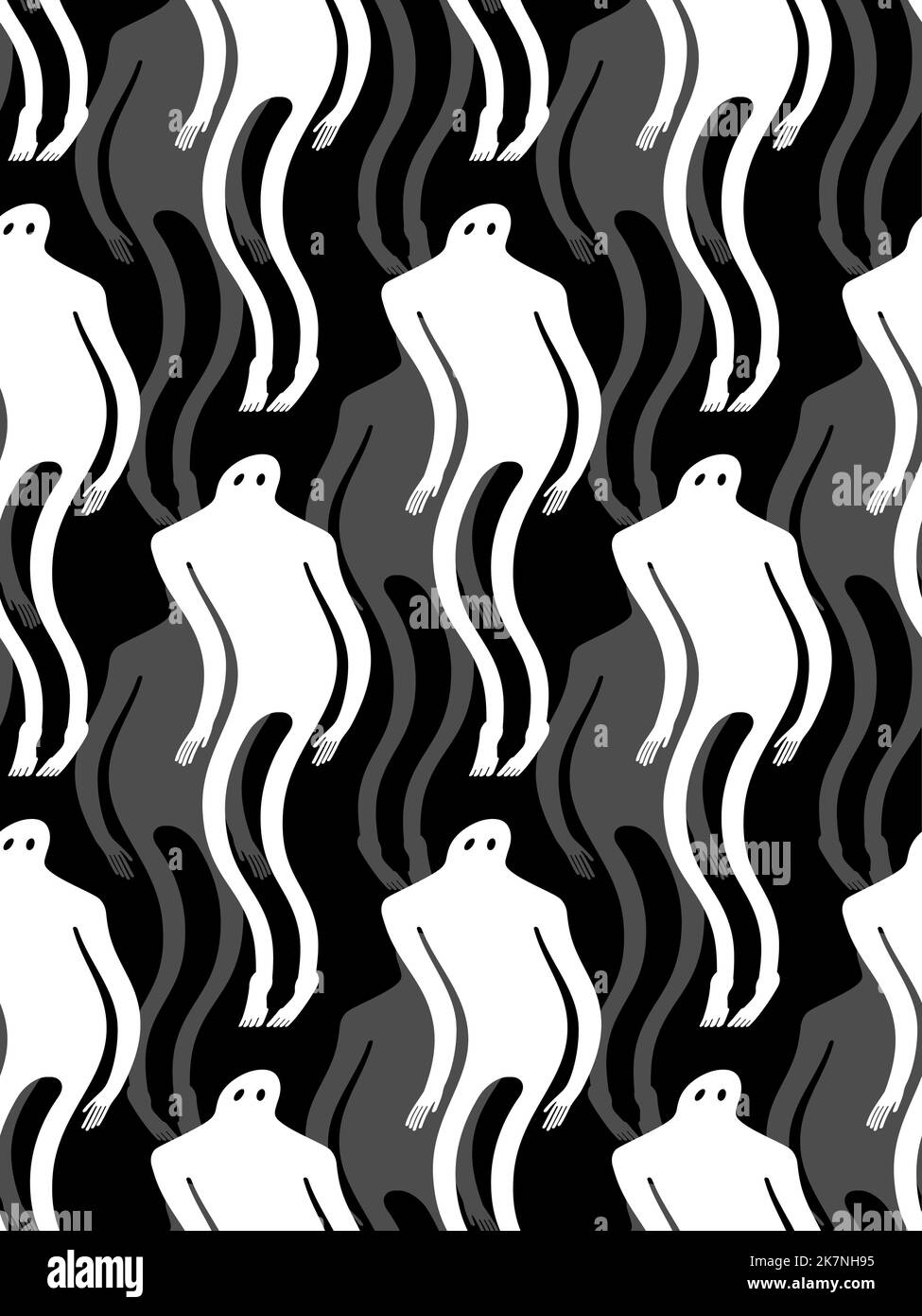 Ghost man Pattern seamless. human phantom Background. Spook Kids fabric ...