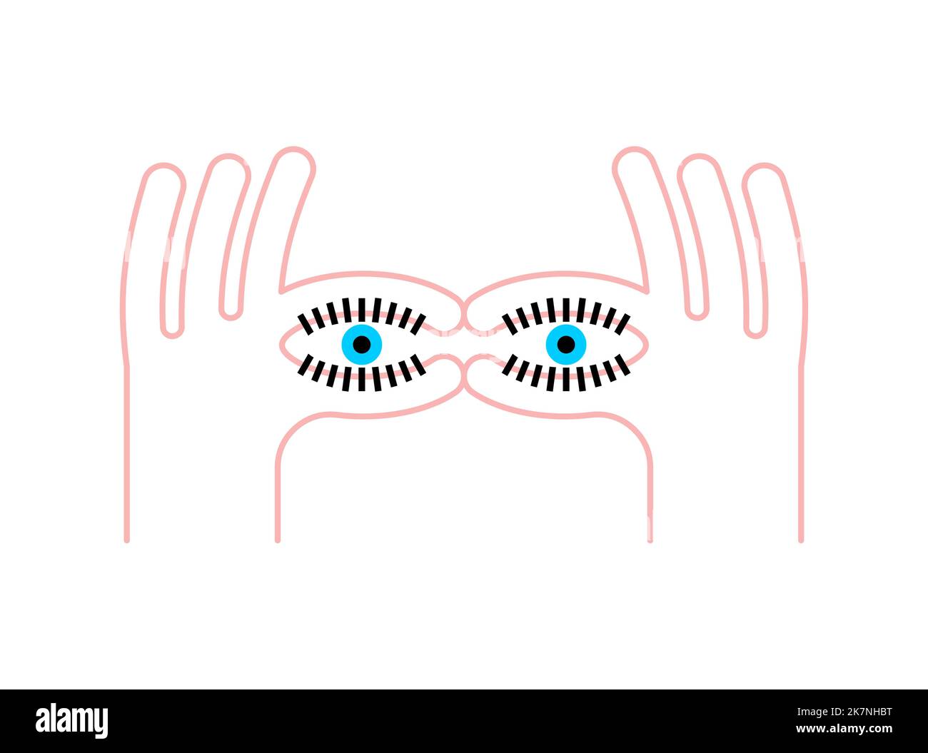 Finger eye. binoculars hand gesture. Vector illustration Stock Vector ...