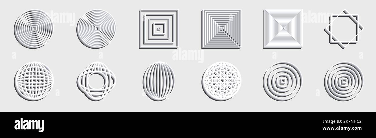 Retro futuristic elements for design. Collection of abstract graphic geometric symbols ...