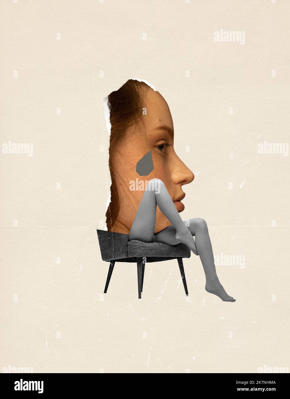 Contemporary art collage. Conceptual image. Female face art expressing ...