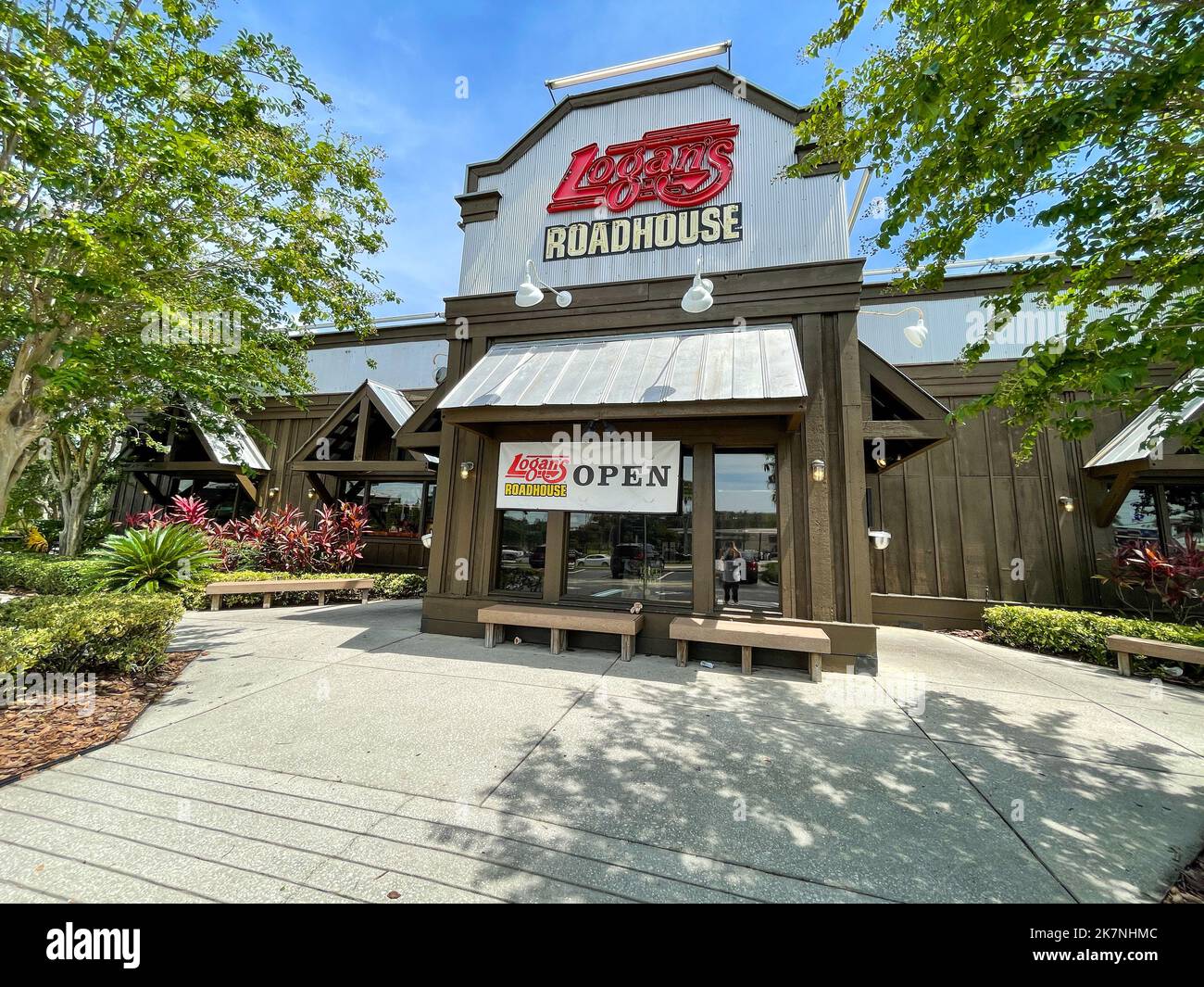 Orlando, FL USA - June 24, 2021: The front exterior of a Logan's ...