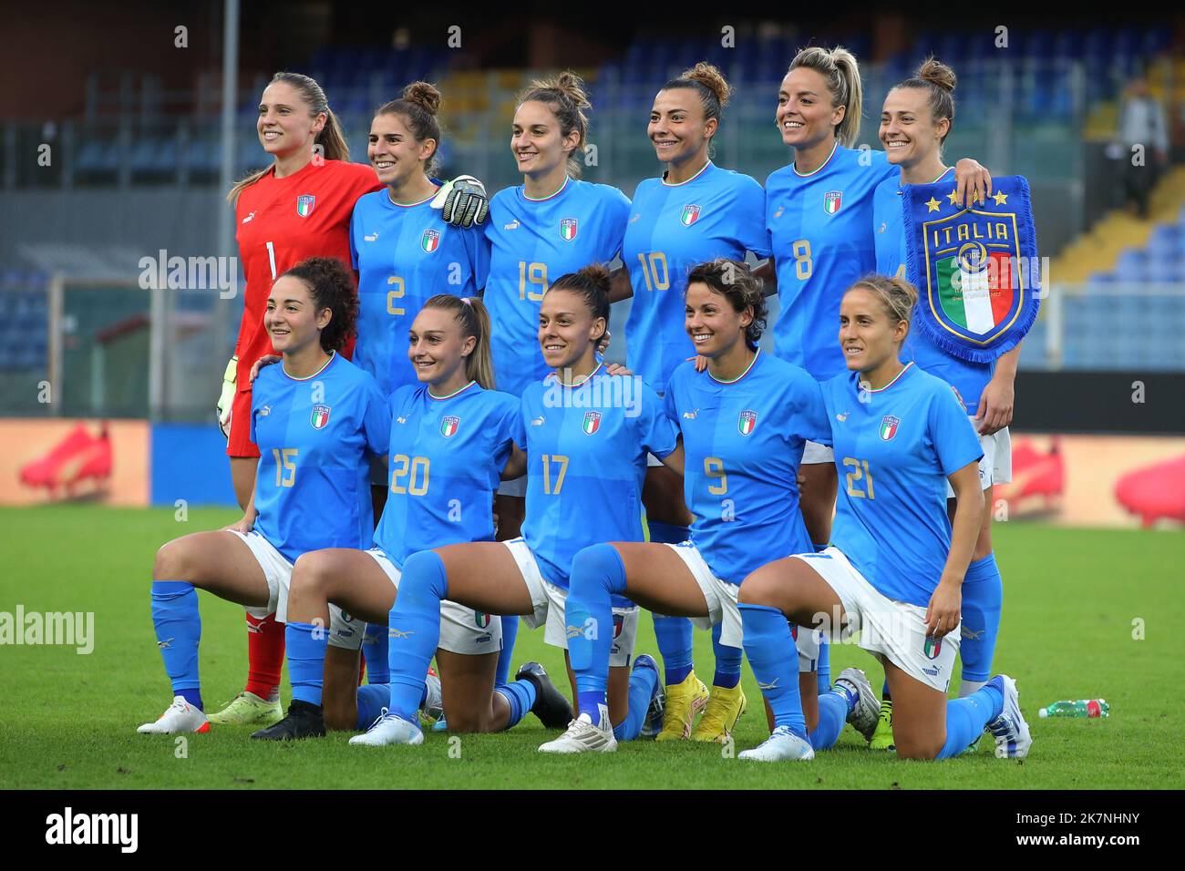 Genoa, Italy, 10th October 2022. The Italy starting eleven line up for ...