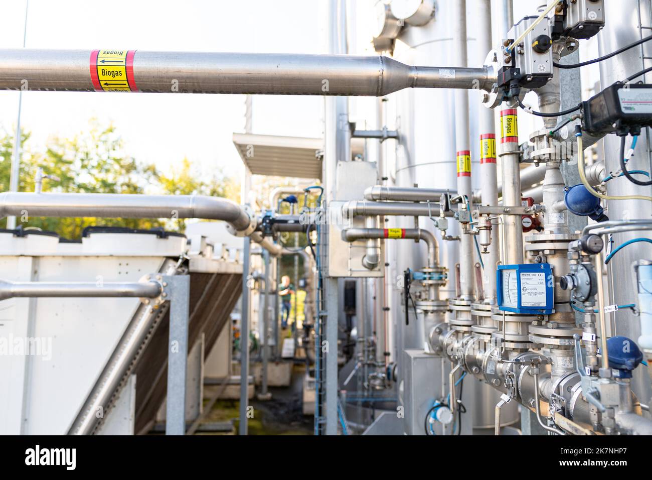 Coesfeld, Germany. 18th Oct, 2022. Biogas is written on a sticker of a ...