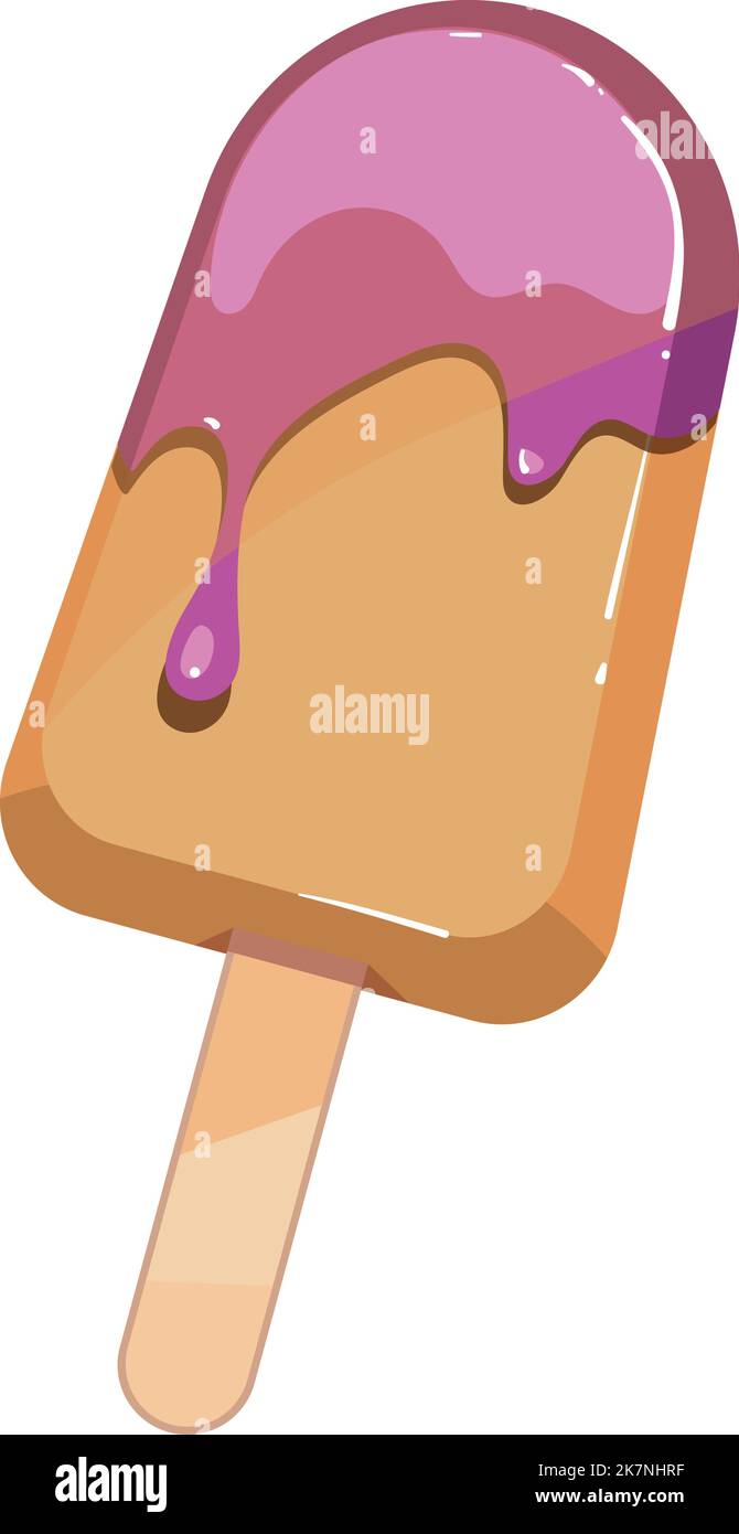 Ice cream bar with dripping sweet icing cartoon icon Stock Vector Image ...