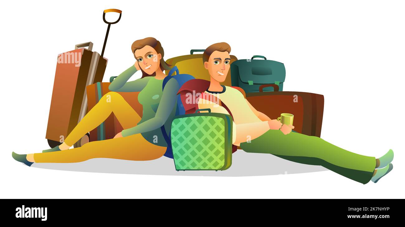 Tourists come to sit Stock Vector Images - Alamy