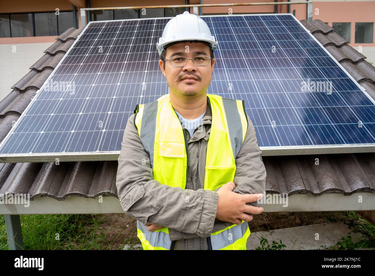 Blue Solar Photo voltaic panels system of apartment building on sunny ...