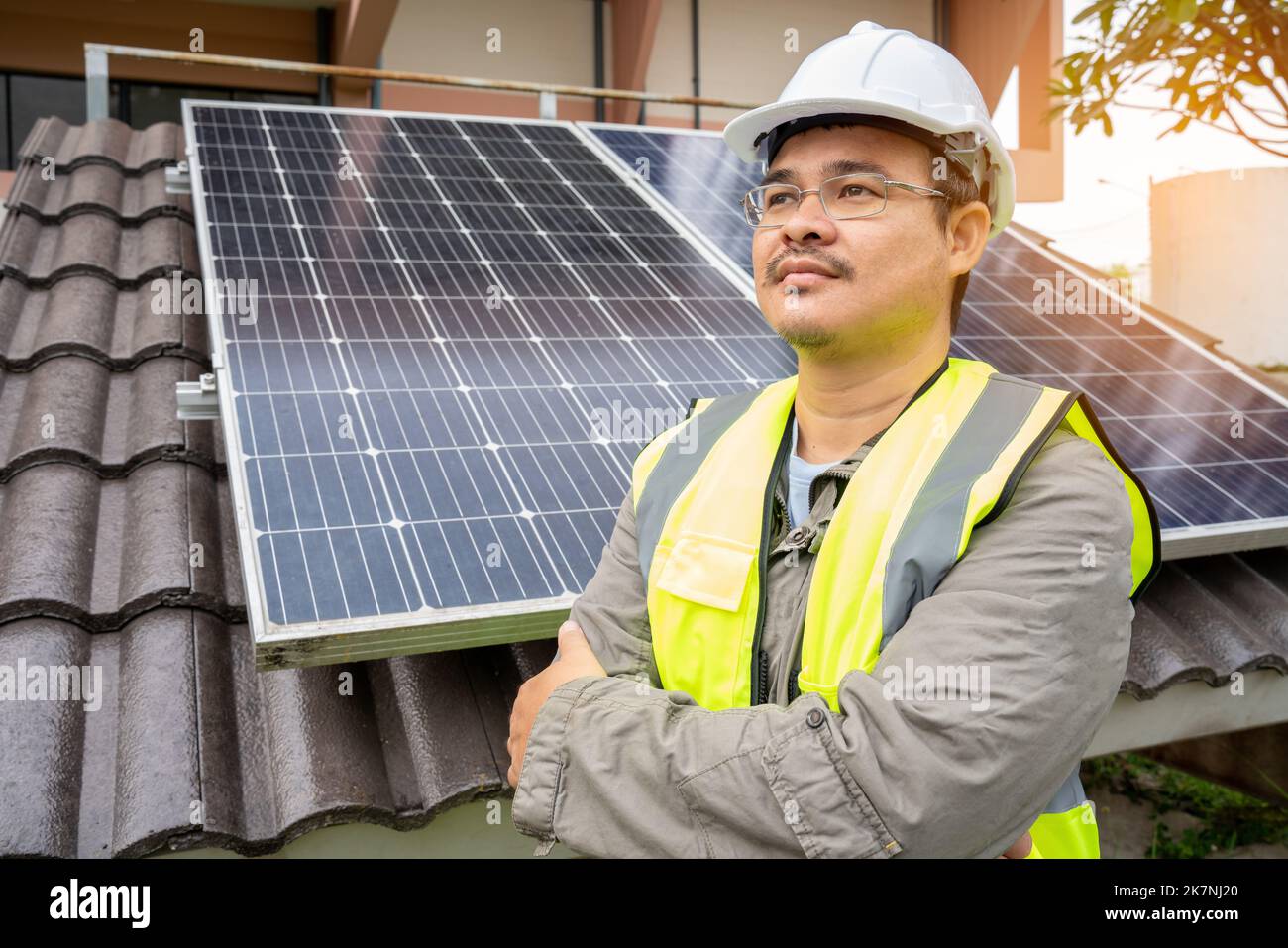Blue Solar Photo voltaic panels system of apartment building on sunny ...