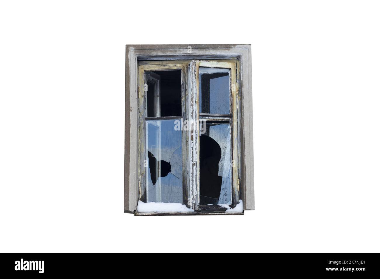 old broken window isolated on white background Stock Photo - Alamy