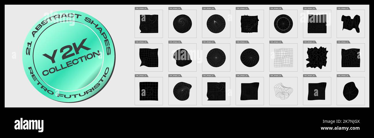 Collection of Y2K elements. Large set of retro objects for design. Objects in y2k style Stock ...