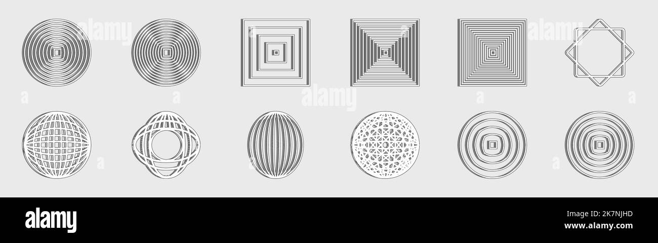 Collection of Y2K elements. Big collection of abstract graphic ...