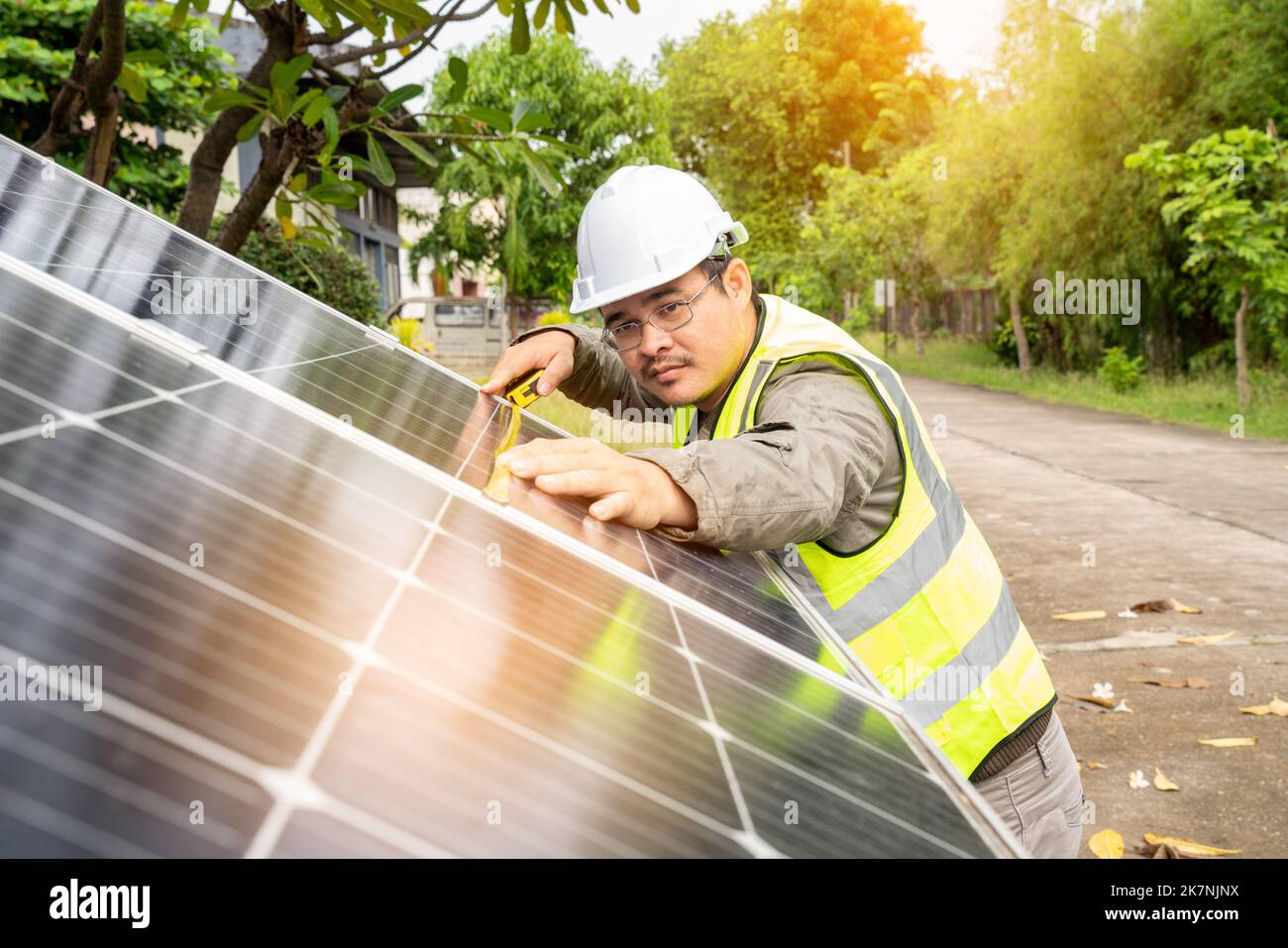 Blue Solar Photo voltaic panels system of apartment building on sunny ...