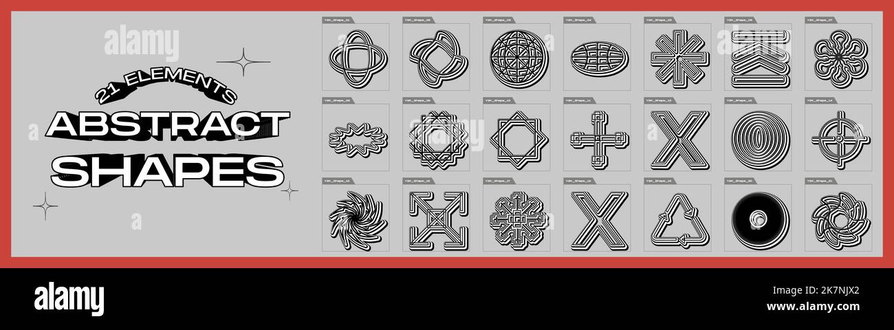 Brutalism shapes. Trendy geometric design elements. Abstract bauhaus ...