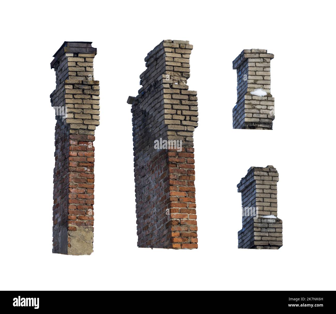 old brick pipes isolated on white background Stock Photo - Alamy