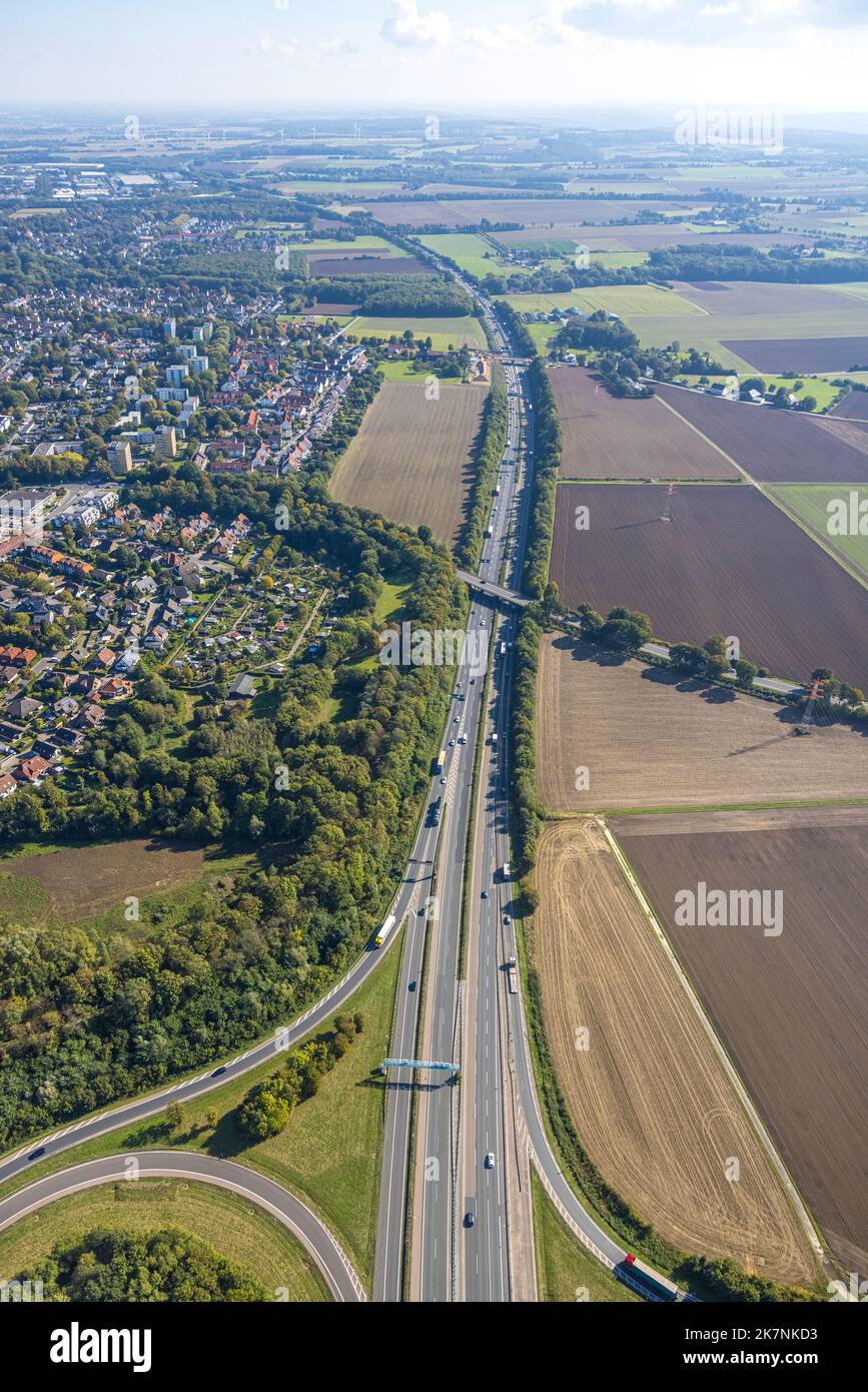 Aerial view, freeway A44, view from intersection Dortmund/Unna to the ...
