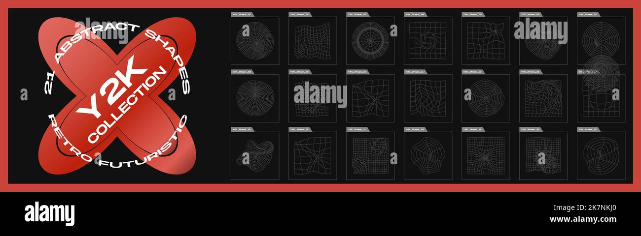 Collection of Y2K elements. Large set of retro objects for design. Simple shapes forms Stock ...