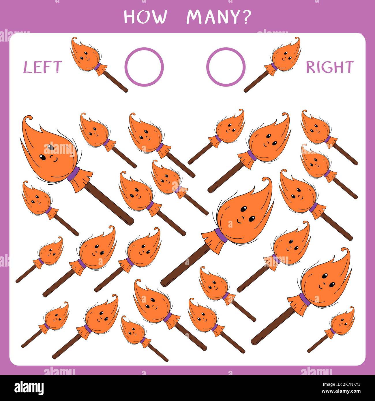 Simple educational game for kids. Count how many brooms fly left and ...