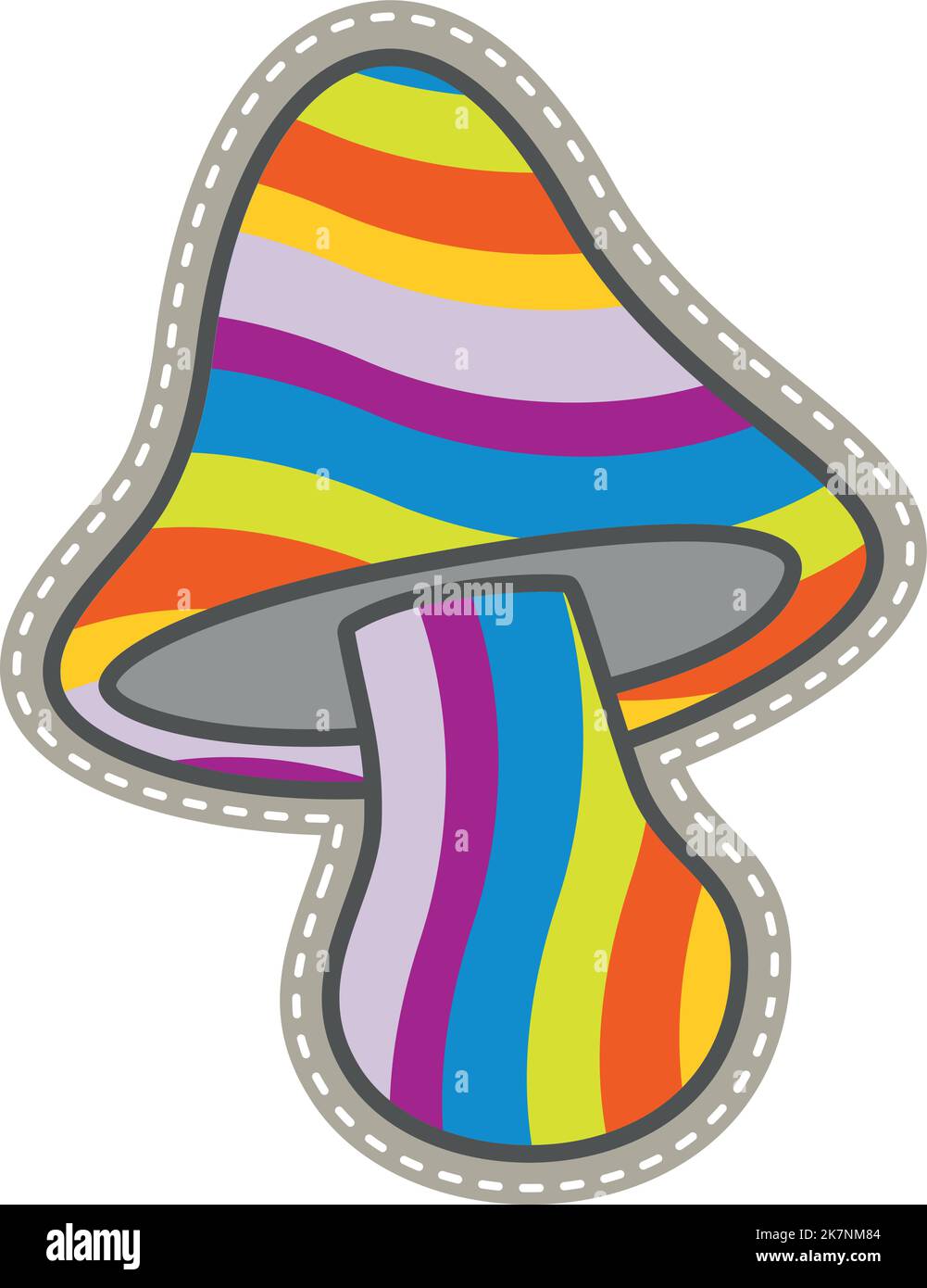 Rainbow mushroom patch in vintage style. Hippie emblem Stock Vector ...