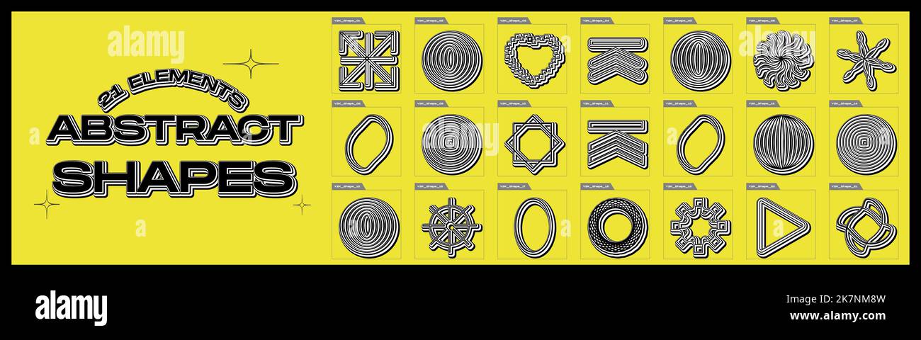 Vector set of Y2K. Minimalist geometric elements. Frames inspired ...