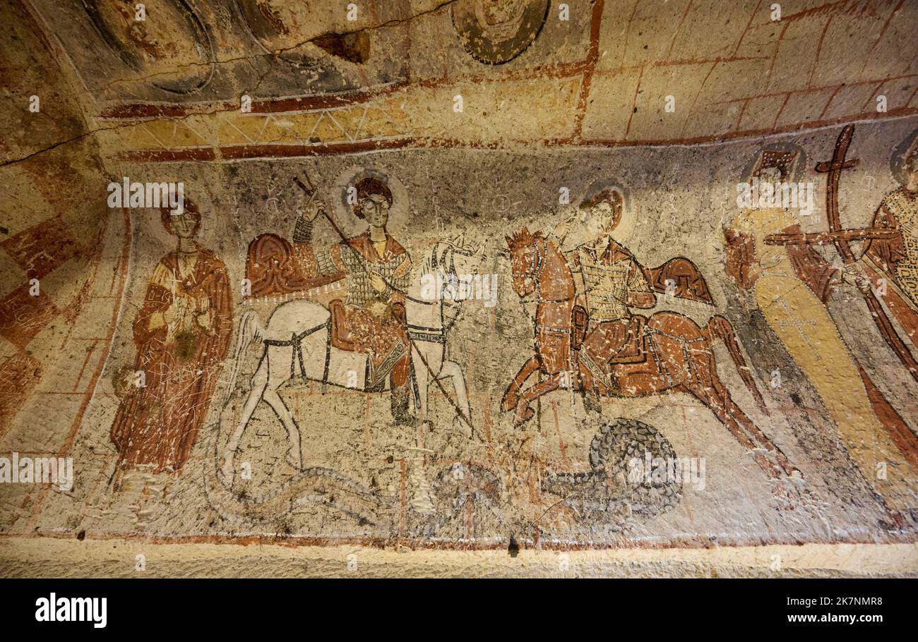 Snake church or St. Onuphrius church, underground church in goreme open ...