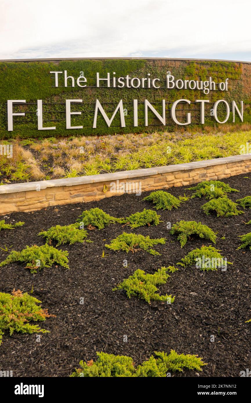 welcome sign for the historic borough of Flemington NJ Stock Photo - Alamy