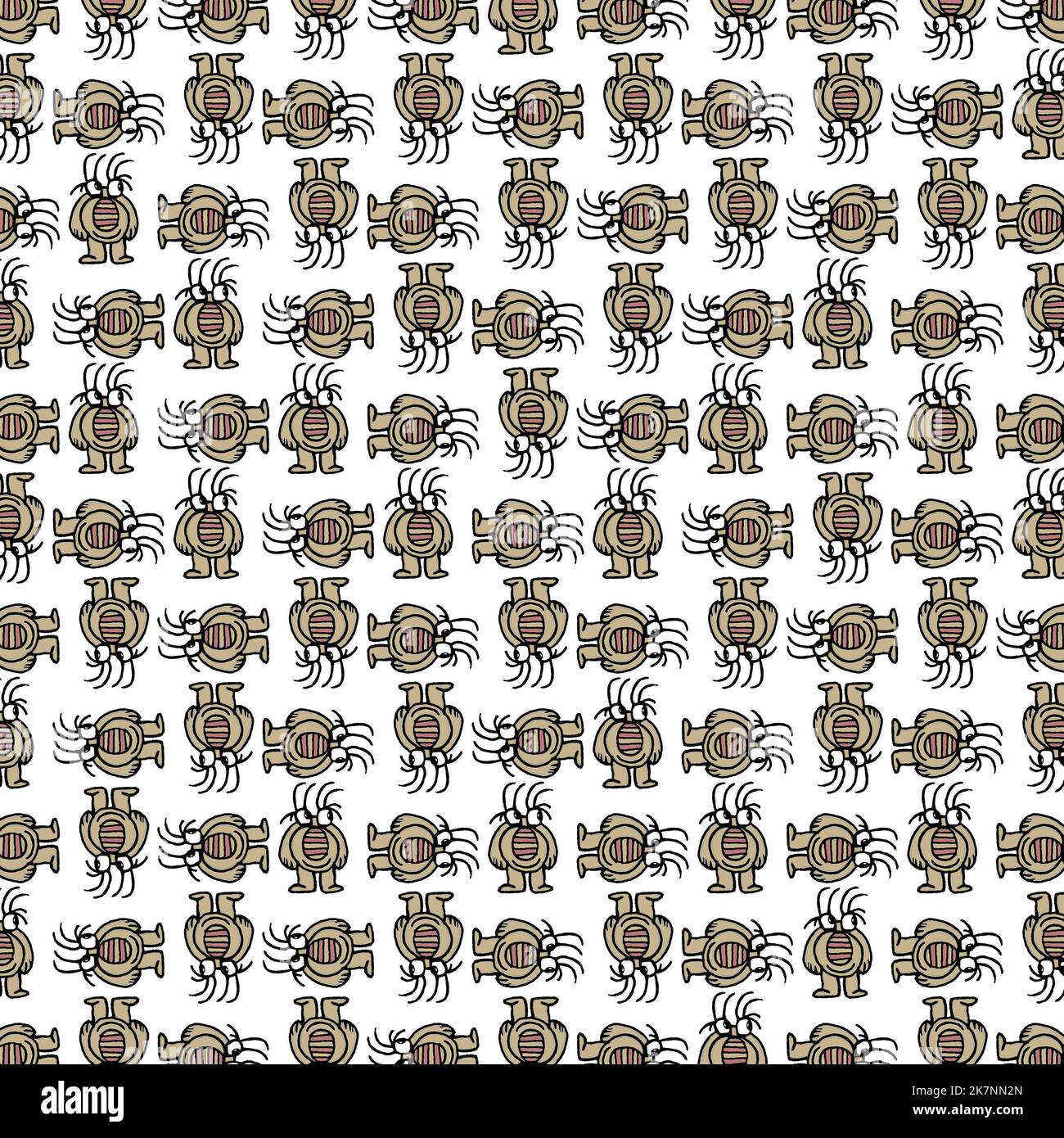 Colored cute funny creature sketchy drawing motif pattern Stock Photo ...