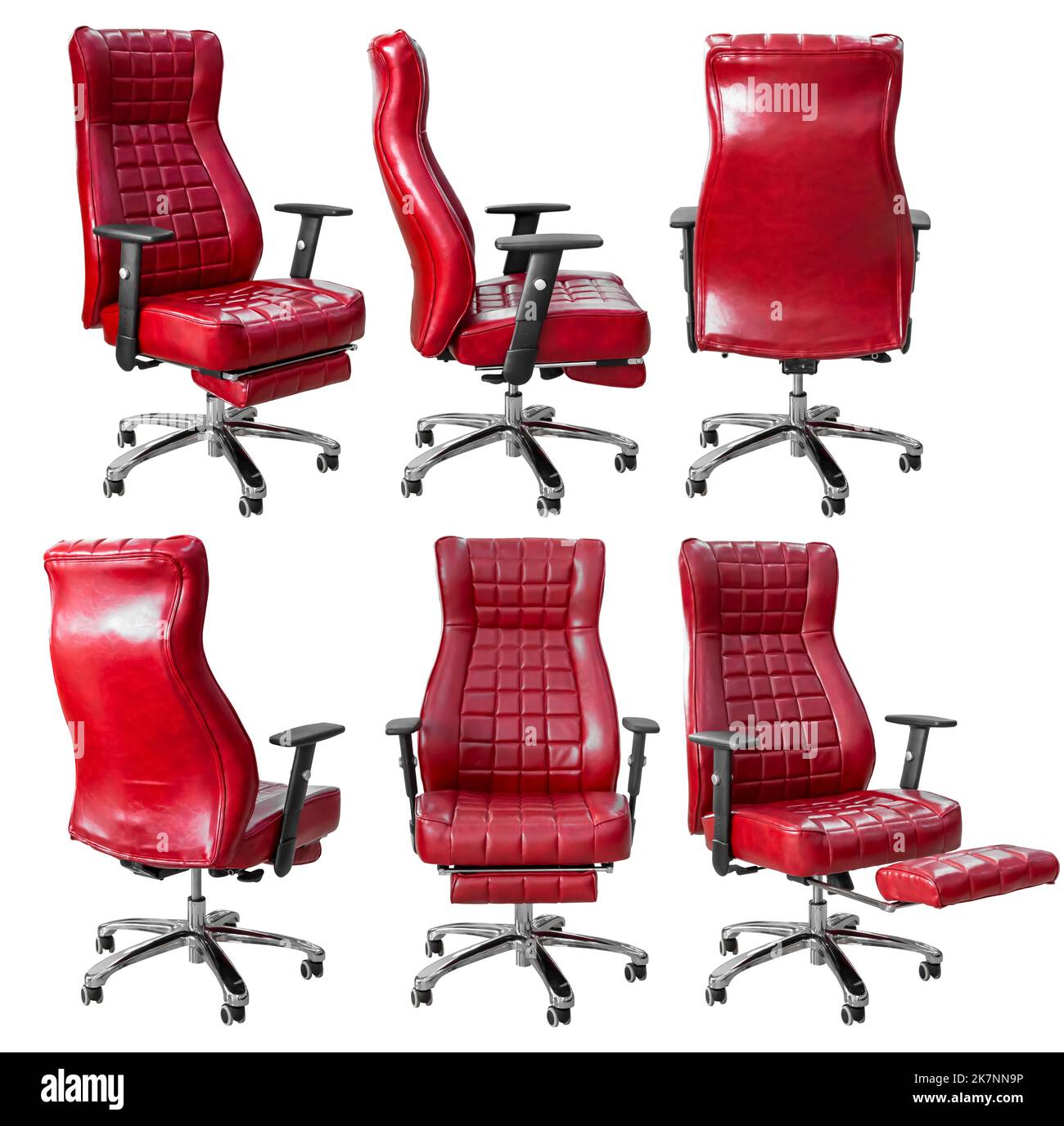 Red executive office chair. Isolated on a white background. View from ...
